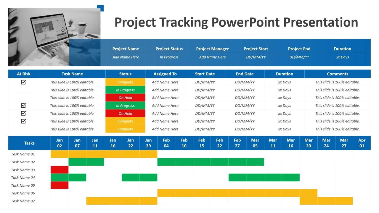 Project Tracking PowerPoint Presentation | Kridha Graphics