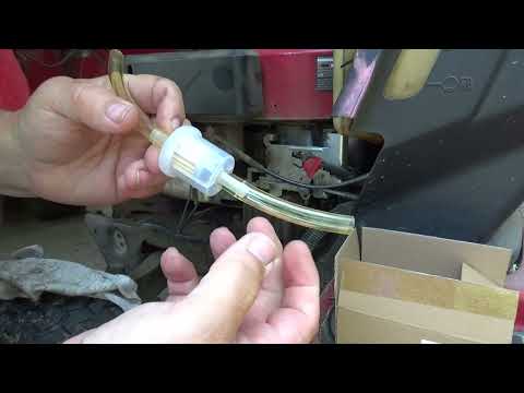 fuel filter replacement on a riding mower with parts from HIPA