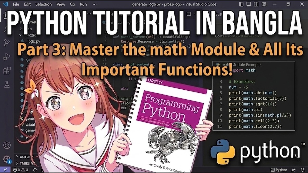 Python Bangla Tutorial Part 3: Advanced Math & Math Module Functions