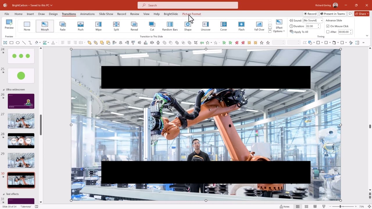 How to create an ultra wide screen effect in PowerPoint