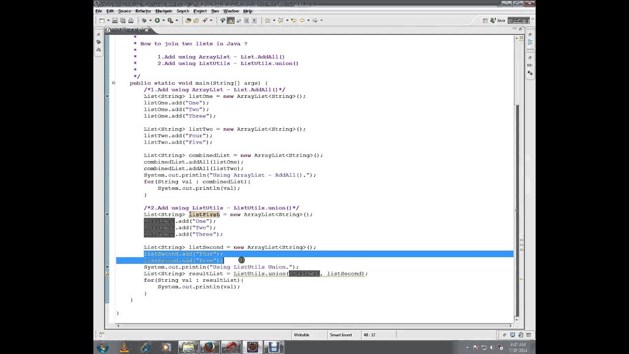HOW TO JOIN TWO LISTS IN JAVA DEMO