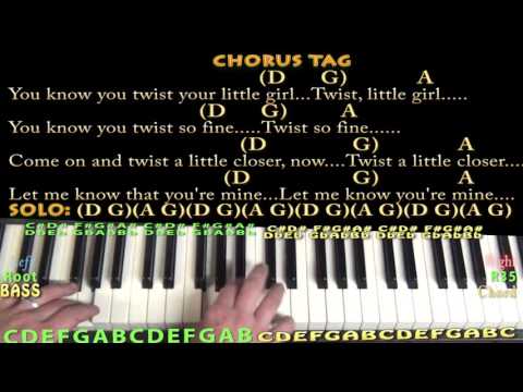 Twist and Shout (The Beatles) Piano Cover Lesson with Chords/Lyrics - D G A - Arpeggios