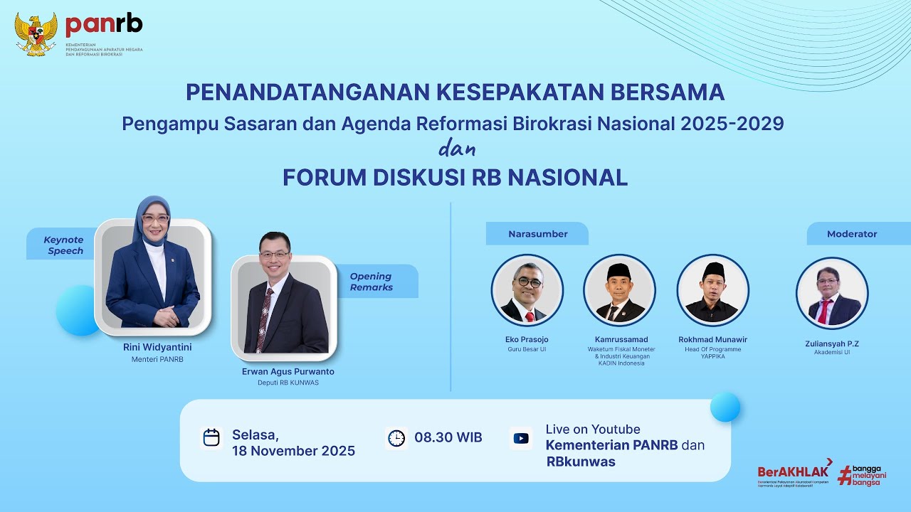[LIVE] Penandatanganan MoU Pengampu Sasaran dan Agenda Reformasi Birokrasi Nasional 2025–2029
