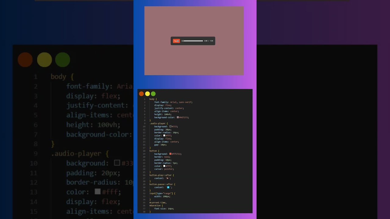 Audio Tag Using HTML CSS and JS #shorts