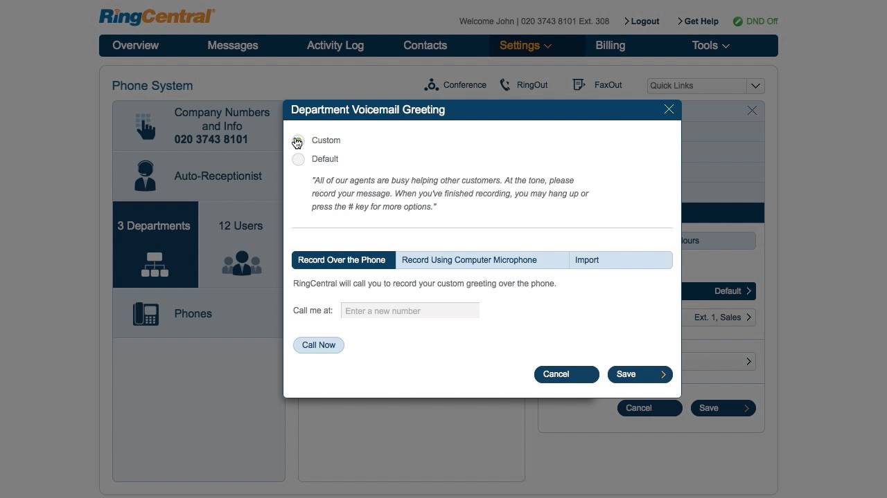 RingCentral Department Messages and Notifications Overview