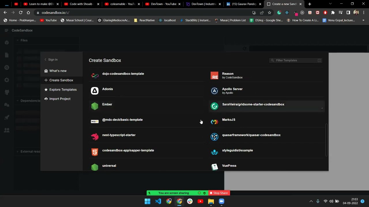 How to create react app in codesabox| What is codesandbox| Online IDE for react, vuejs, nextjs
