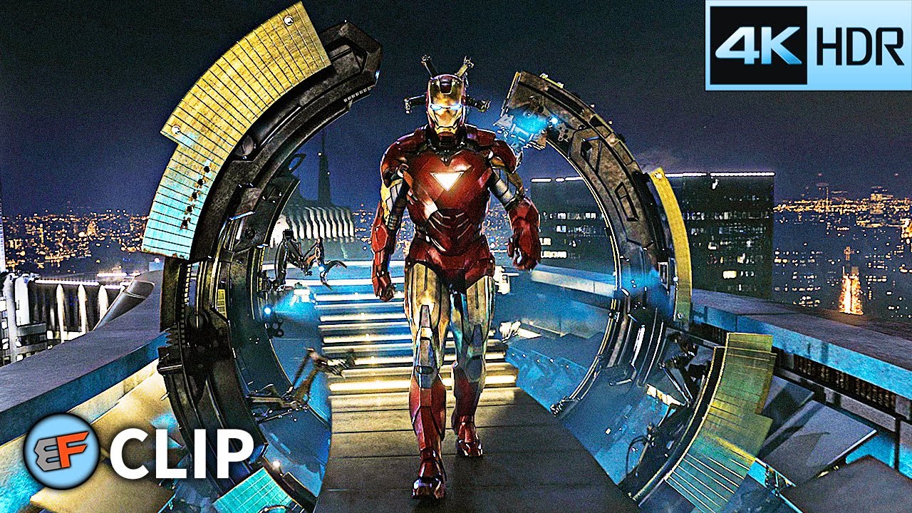 Iron Man Arrives at the Stark Tower - Mark 6 Suit Down Scene | The Avengers (2012) 4K HDR Movie Clip
