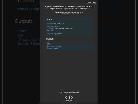 JavaScript Interview Question: Difference Between Synchronous and Asynchronous Operations #js