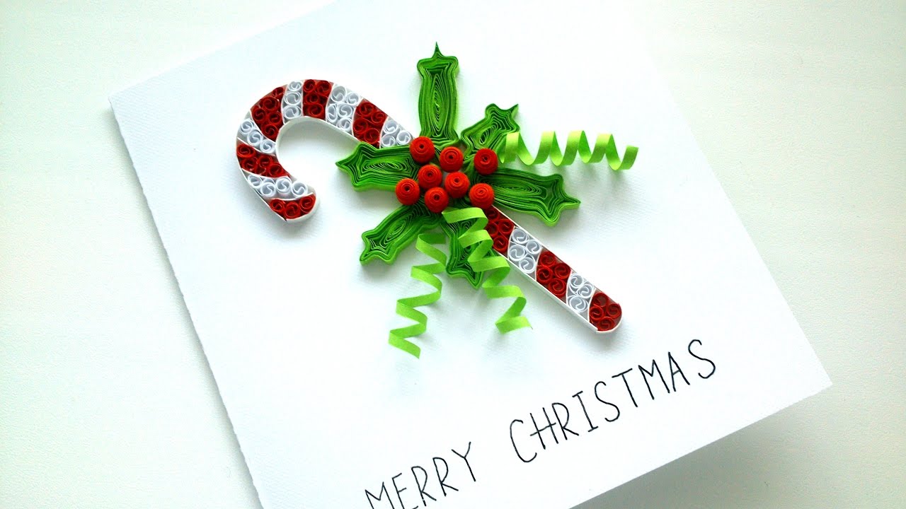 Tutorial Christmas Card: Quilling Candy Cane Christmas Card