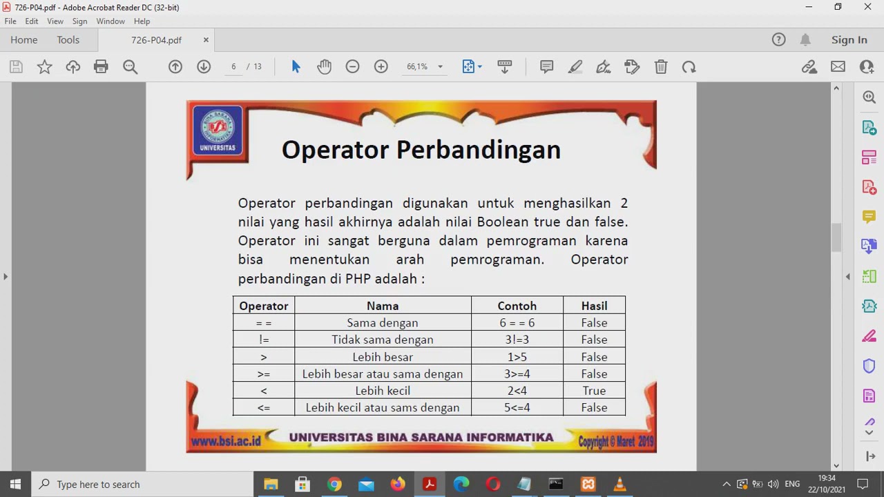 Pemrograman Web Pertemuan 4 - Operator