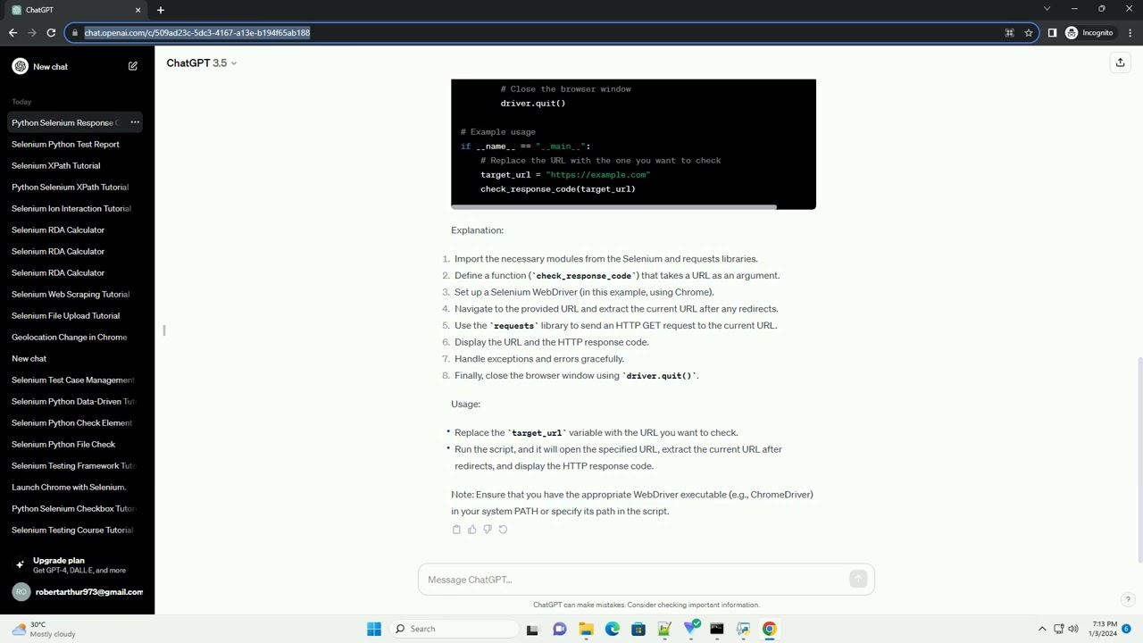 python selenium check response code