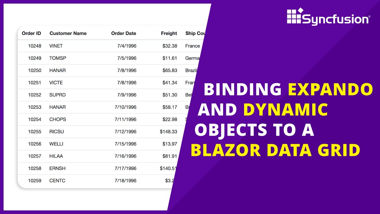 Blazor DataGrid: Binding Expando & Dynamic Objects to its DataSource
