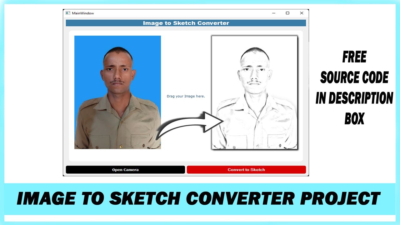 Image to sketch converter using python || openCV || Pyqt5 || Numpy