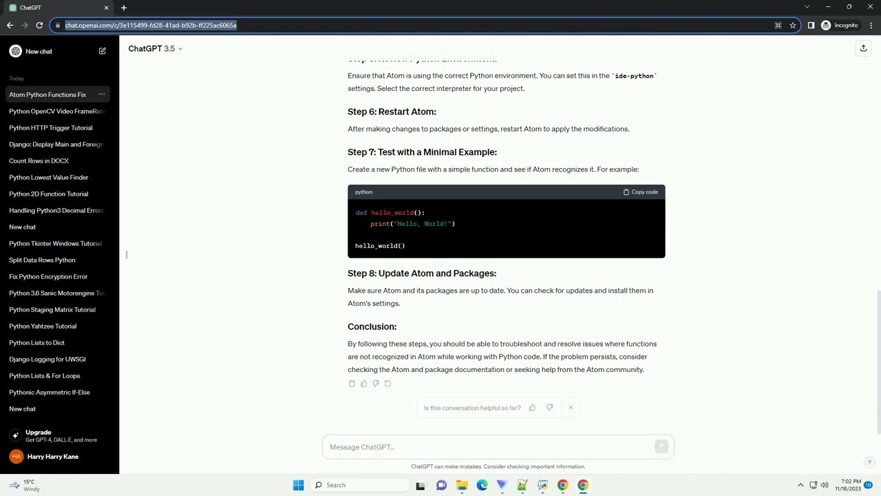 Atom Python Functions not recognised