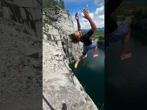 112 FT JUMP AT CRAZY QUARRY 😵💫 #shorts #cliffjumping