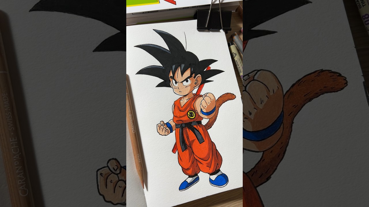 Goku in anime style🐉🐒 #shorts #goku #dragonball #art