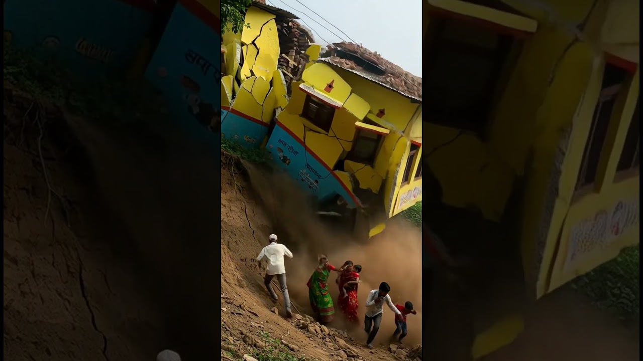 Landslide Destroys Everything 🚨 (Ai simulation) #disaster #landslide #shortvideo