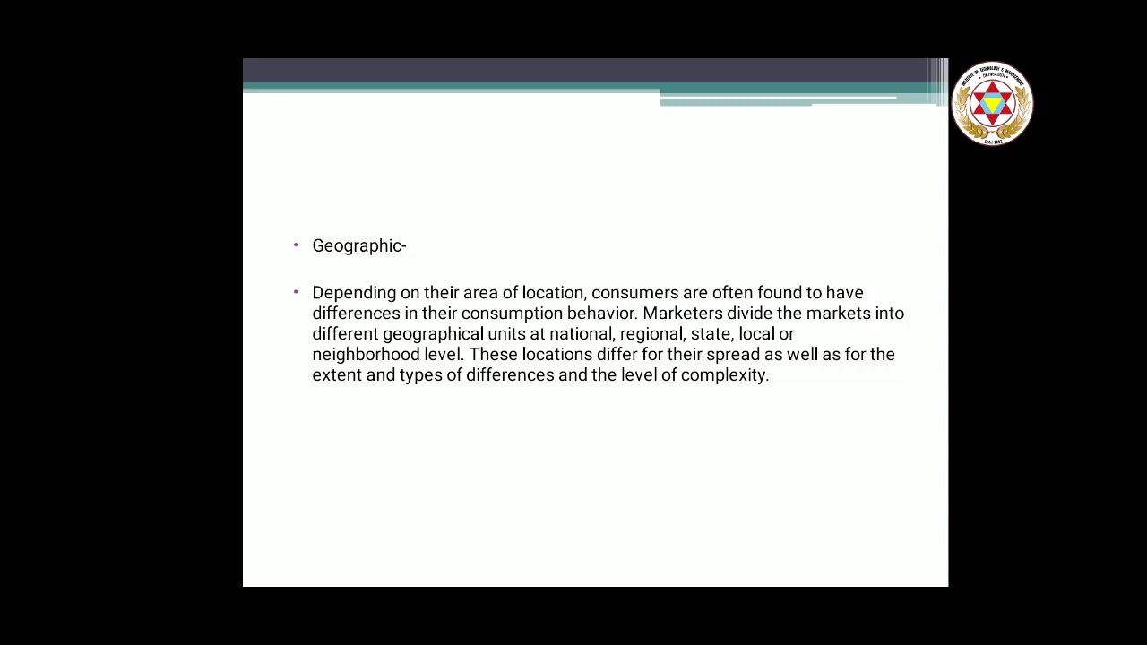 CB - (Segmentation Unit 1) - M.com - 3rd sem