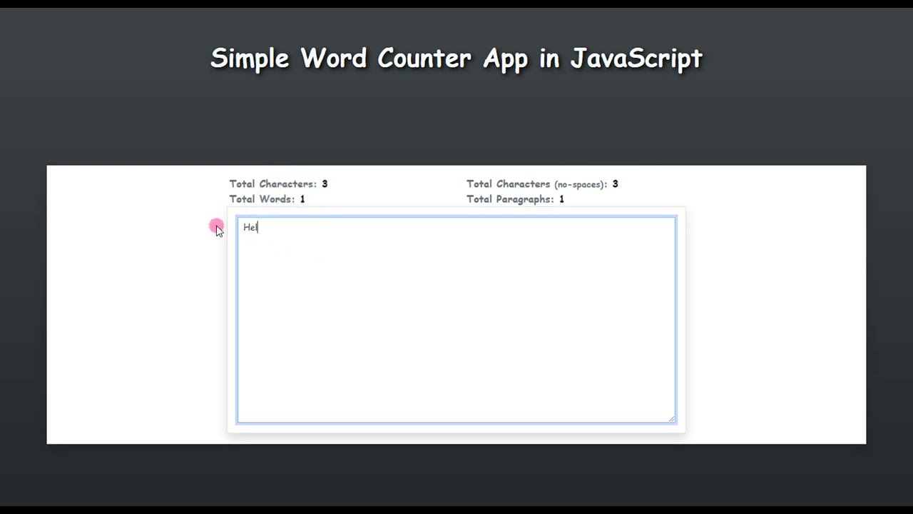 Simple Word Counter App in JavaScript Tutorial DEMO