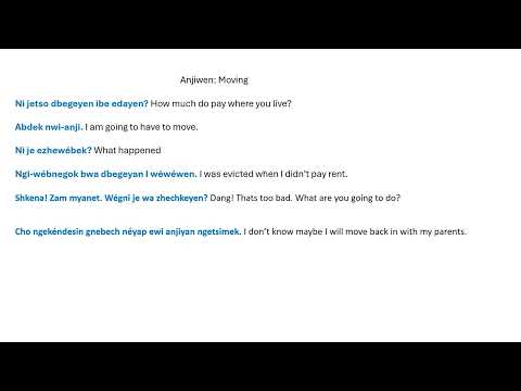 Mno gishget (good day) and anjiwen (moving) skit vocabulary breakdown