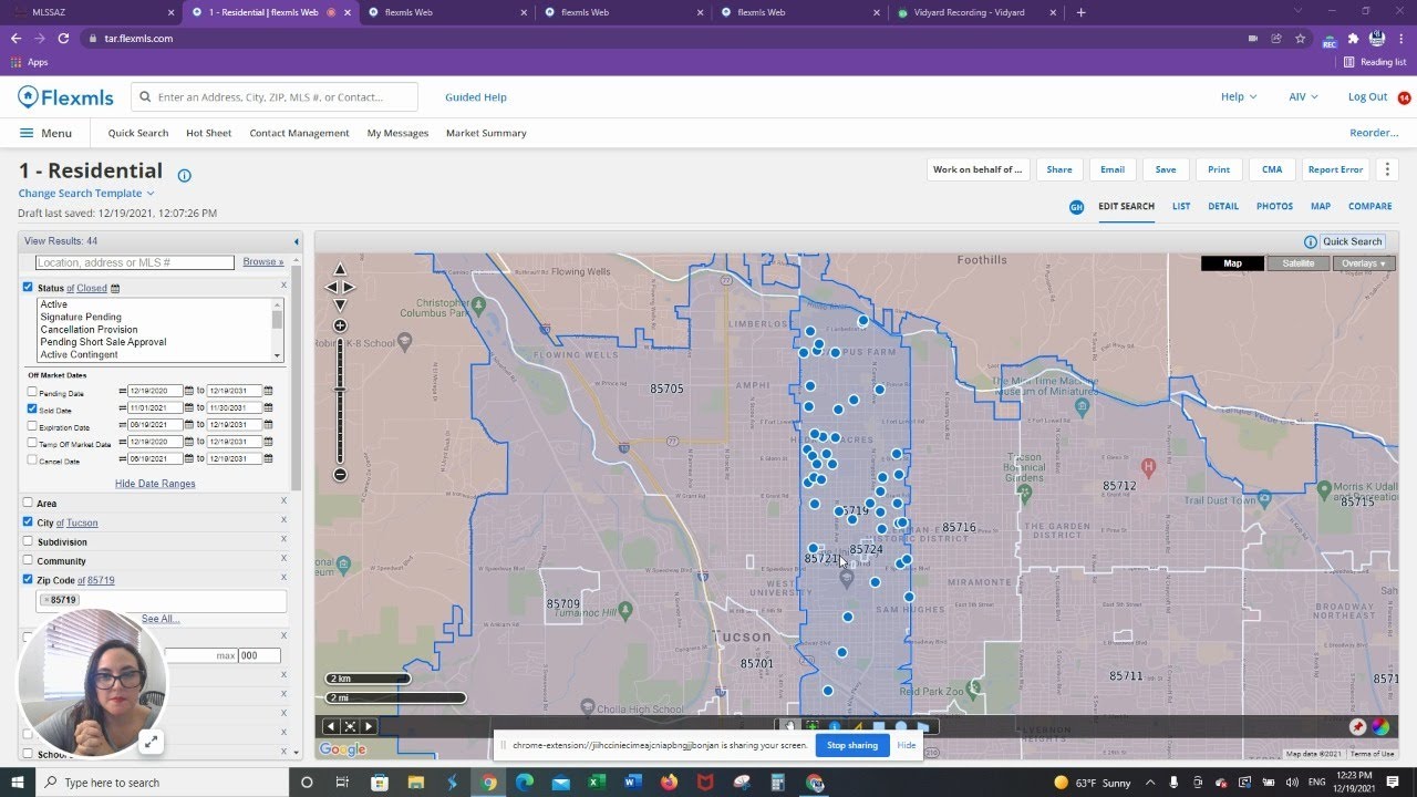 Tucson, Arizona closed home statistics for the zip code 85705