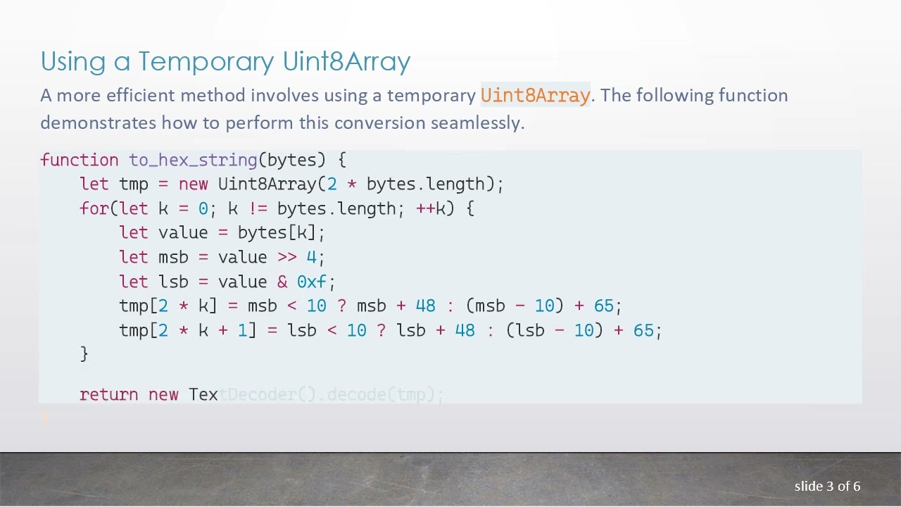 Converting a Large ArrayBuffer to Hexadecimal String in JavaScript