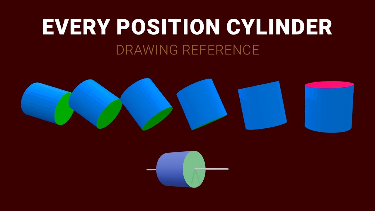 Cylinder Drawing Reference - Every Position with Axis in Perspective