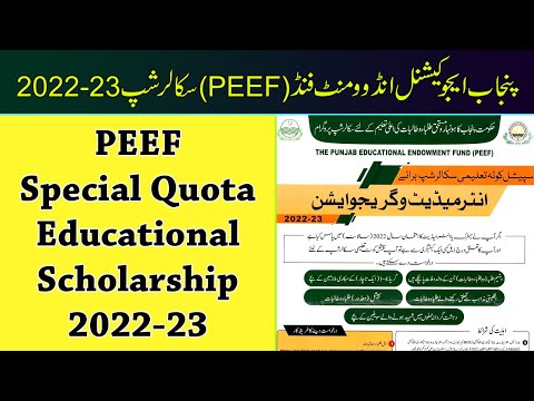 PEEF Special Quota Educational Scholarship 2022-23 :: The Punjab Educational Endowment Fund (PEEF) :
