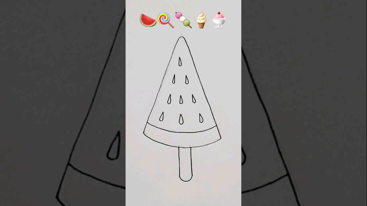 Watermelon Ice cream Drawing 🍉 #shorts #shortvideo #drawing