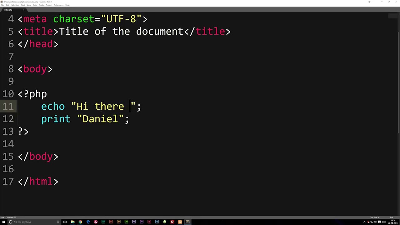 3  Output In Browser Using PHP   PHP Tutorial   Learn PHP Programming   PHP for Beginners 2