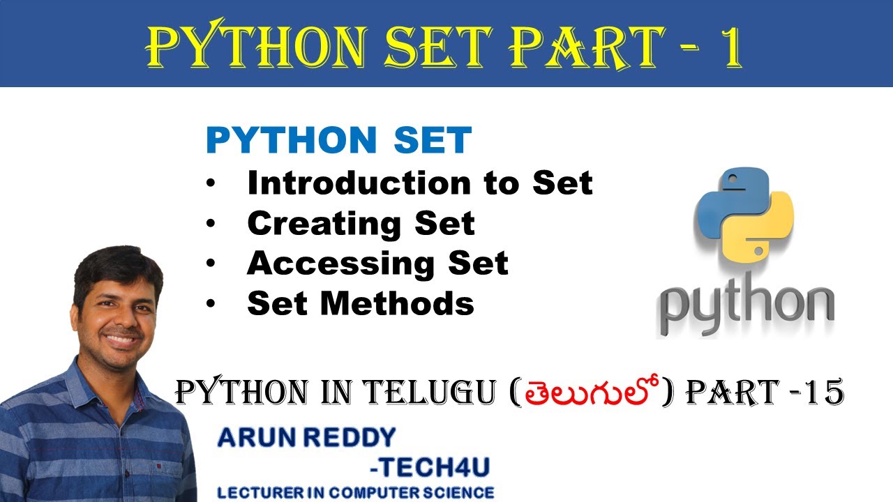 PYTHON IN TELUGU PART 15 - PYTHON SET | PYTHON SET IN TELUGU | PYTHON SET METHODS IN TELUGU |