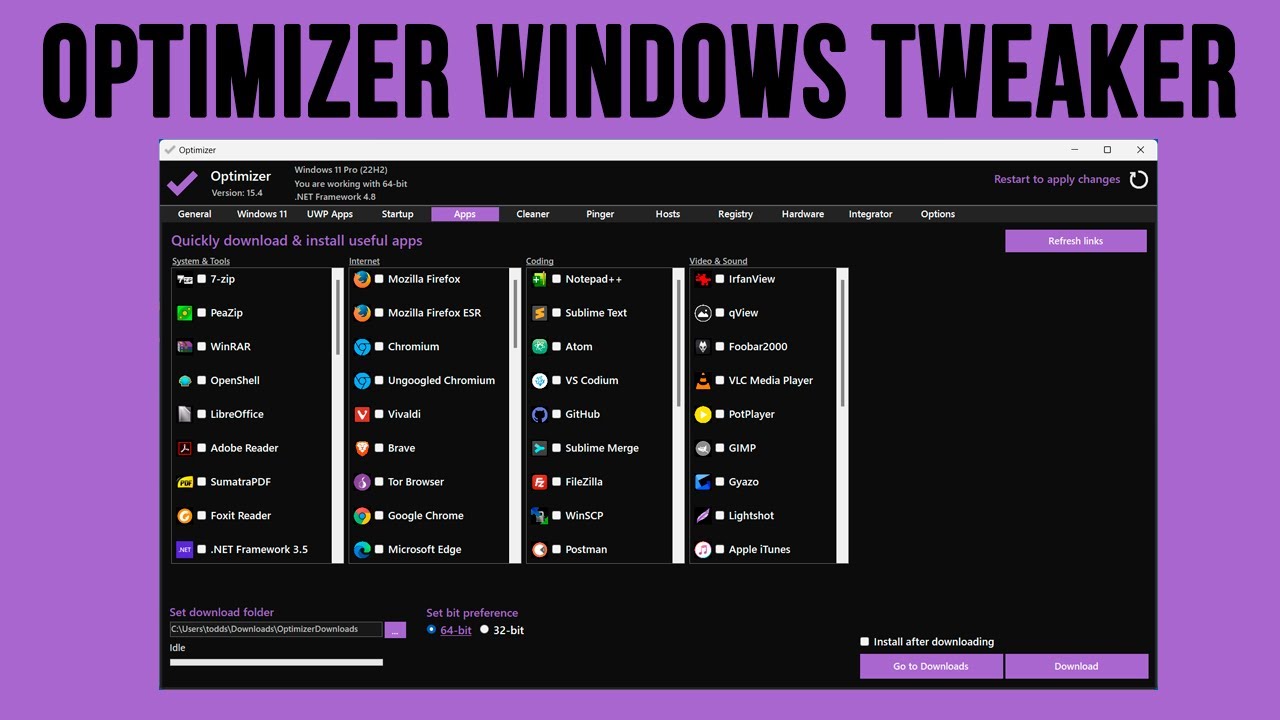 Optimizer Windows Tweaker and Customization App