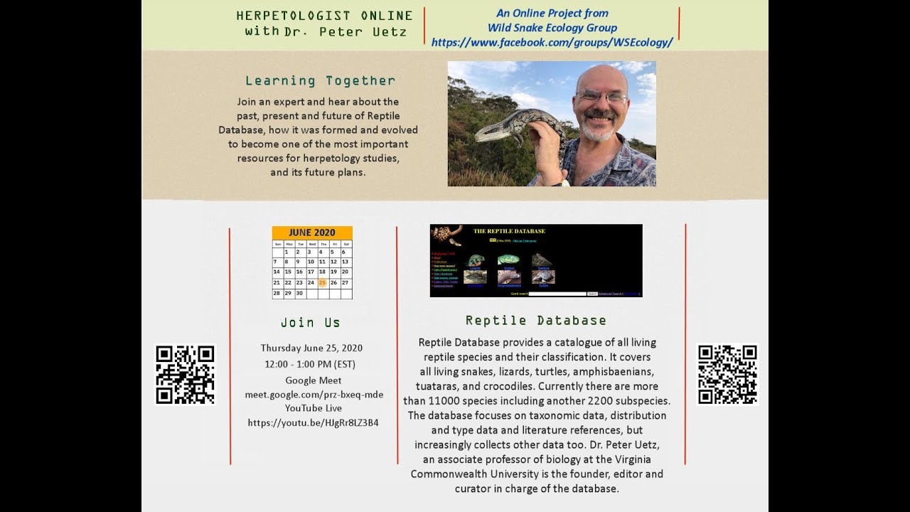 Herpetologist Online with Peter Uetz (June 25, 2020)