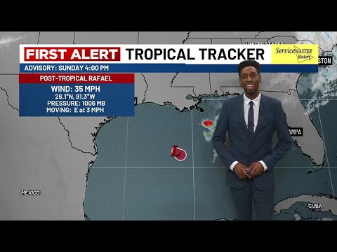 VIDEO: Rafael fizzles to post-tropical low, will dissipate by Tuesday