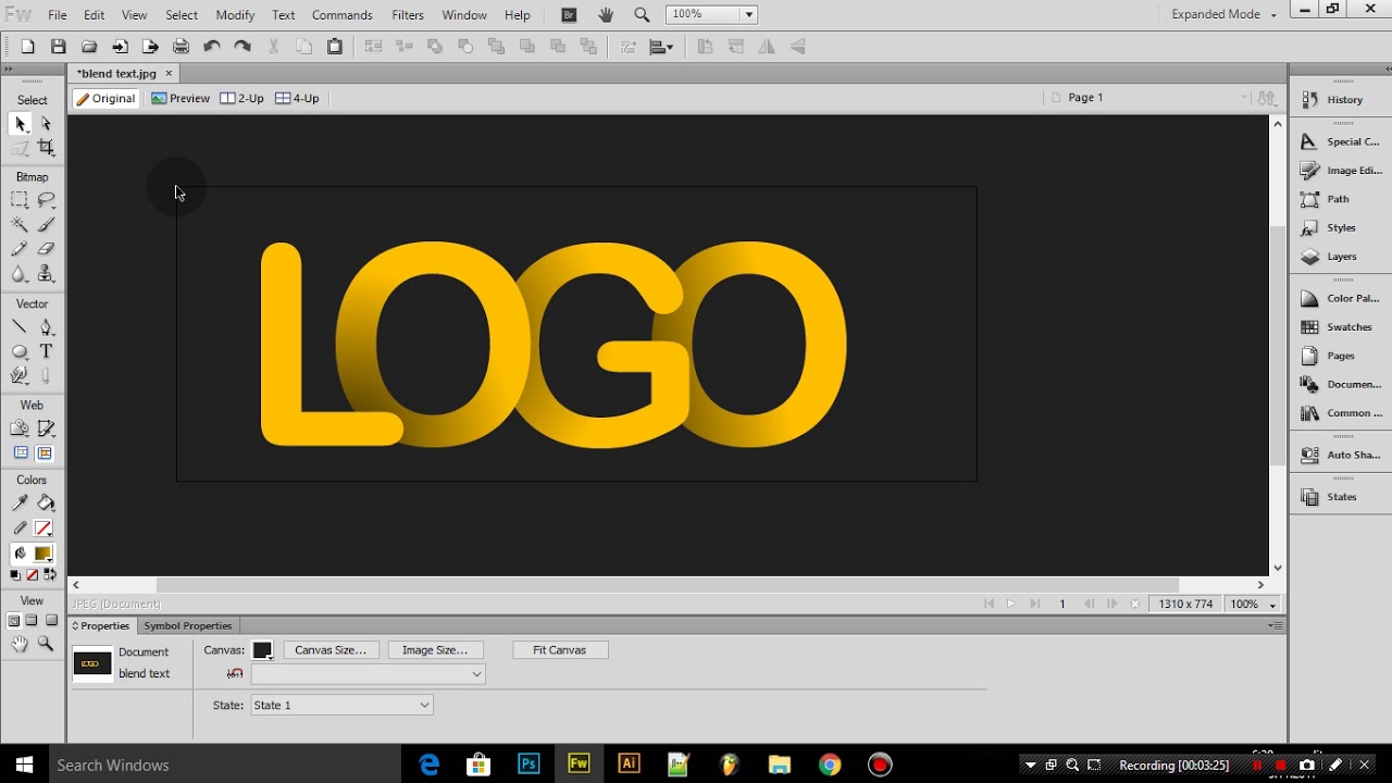 Tutorial - Fireworks CS6 Simple material design text logo