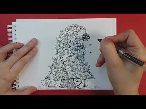 Christmas Tree/Doodle art/Trees Doodles/Whimsikal Zentangle/How to draw Christmas Tree/елочка