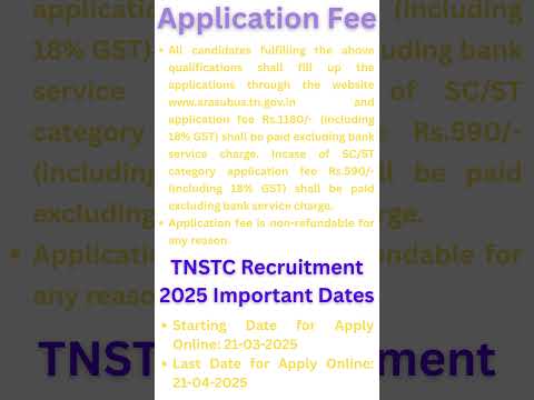 Tamil Nadu State Transport Corporation TNSTC Recruitment 2025#SHORT#YOUTUBESHORT