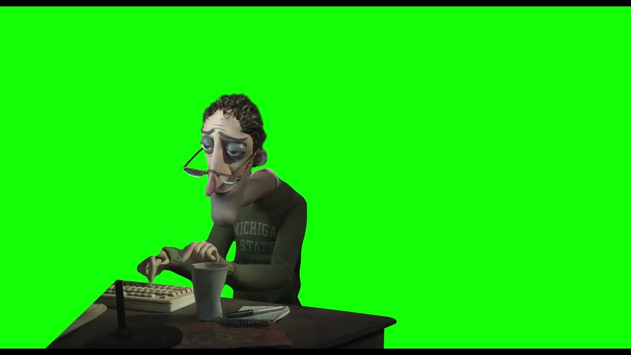 Coraline's Dad Typing meme - Green Screen