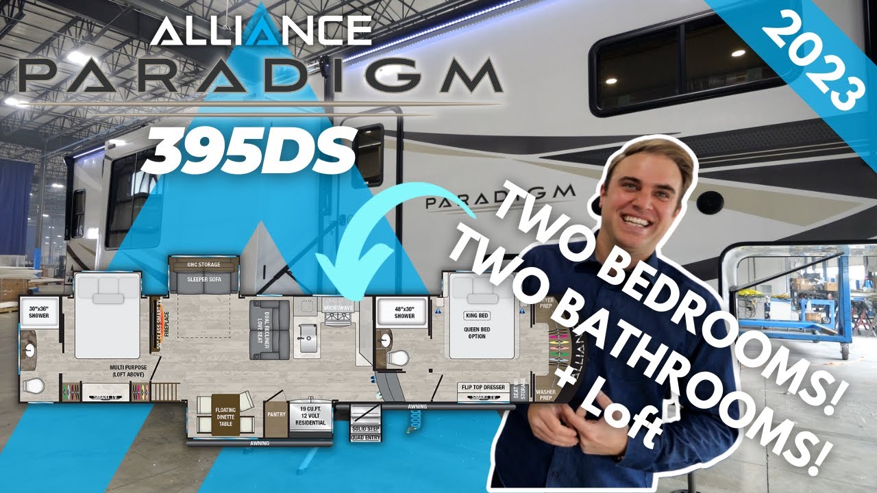 Discover the Spacious RV with 2 Bedrooms, 2 Bathrooms, and a Bonus Loft! The Paradigm 395DS