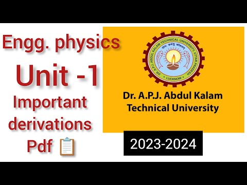 Engineering physics unit first important derivations pdf | quantum mechanics| aktu