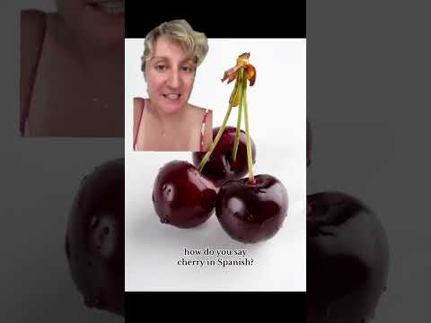 How to say “cherry” in #spanish 🍒 #learnspanish #spanishlessons #spanishvocab #spanishwords
