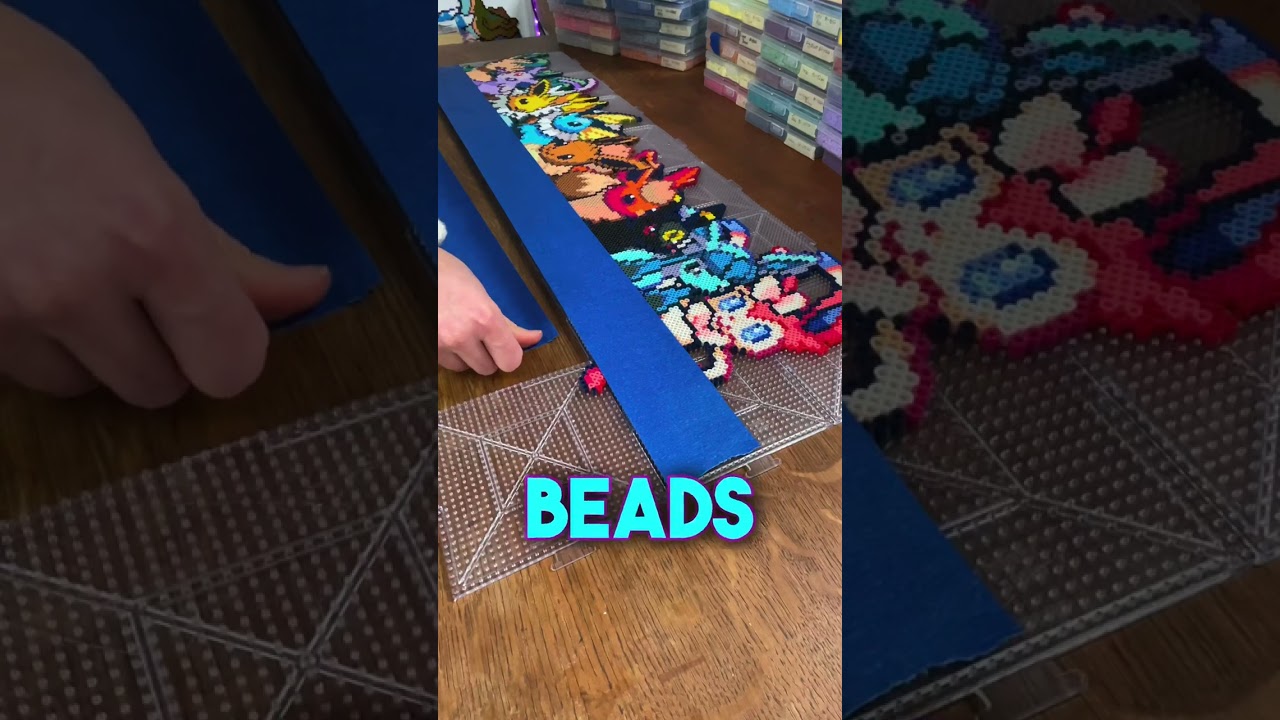 INSANE all Eeveelution Pokémon Perler is done! #hamabeads #perlerbeads #pixelart #pokemonperler