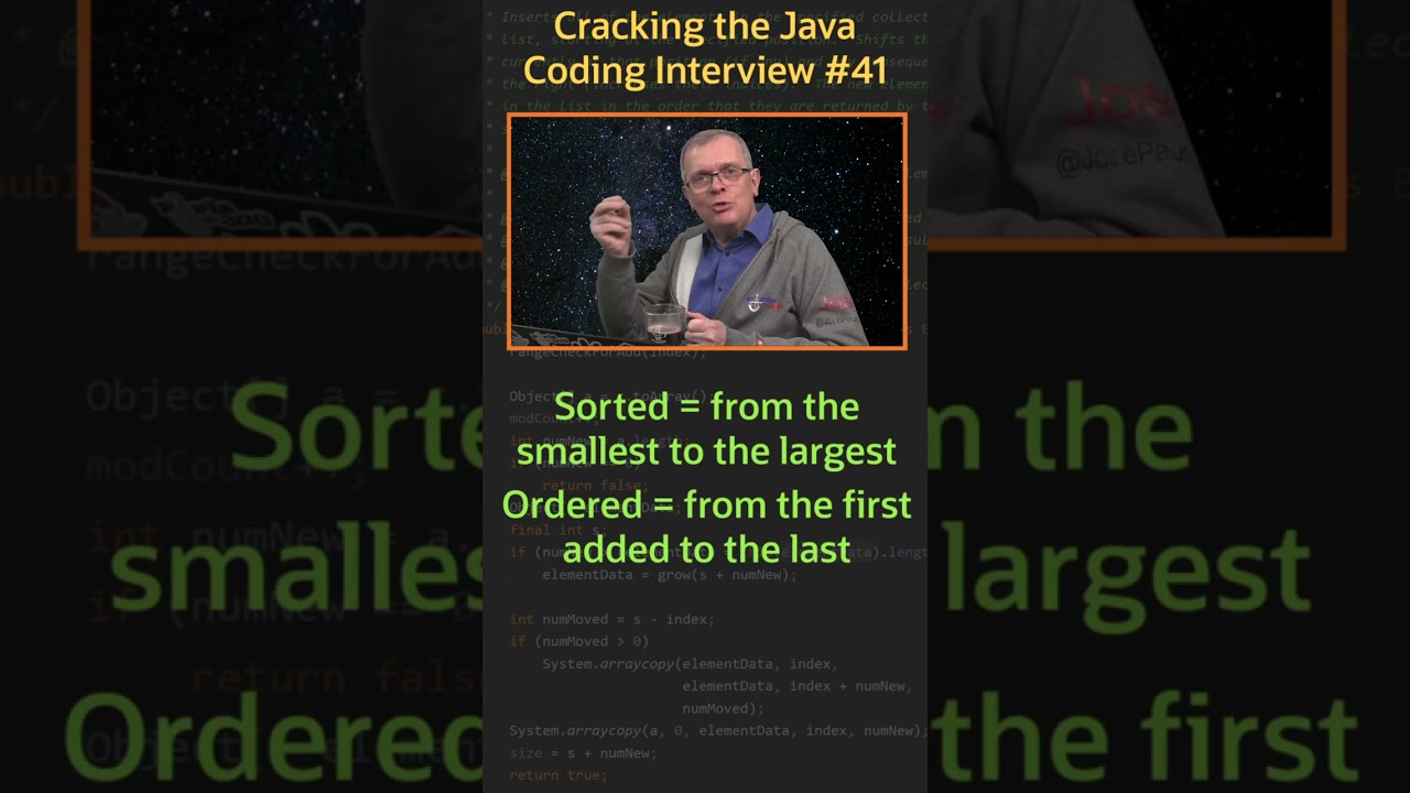 Difference between a sorted and an ordered collection? - Cracking the Java Coding Interview