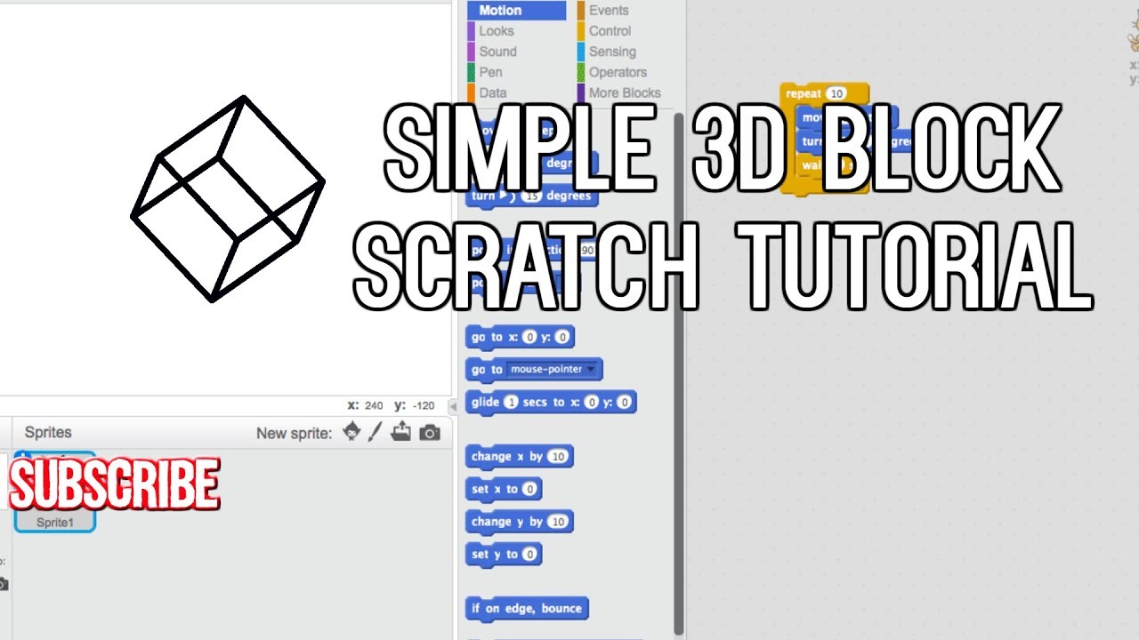 Scratch: Make a Easy/Simple 3D Cube in scratch | How to Scratch #1