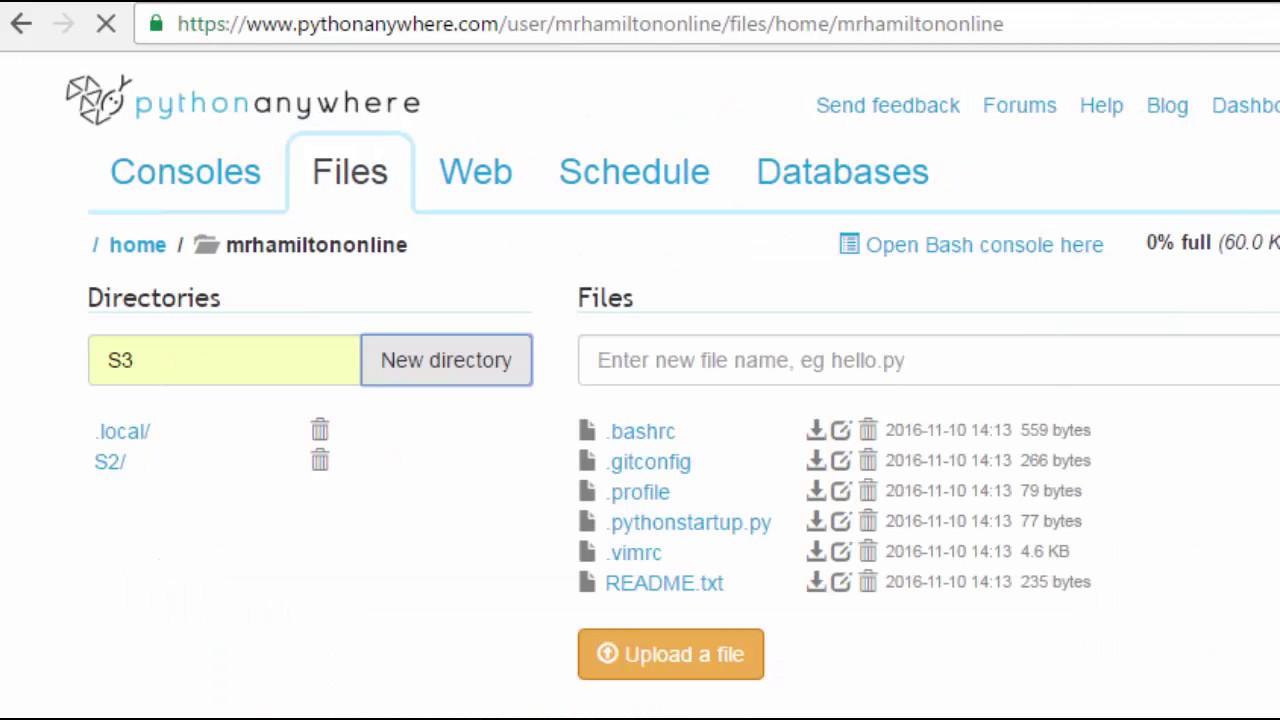 PythonAnywhere   Hello World