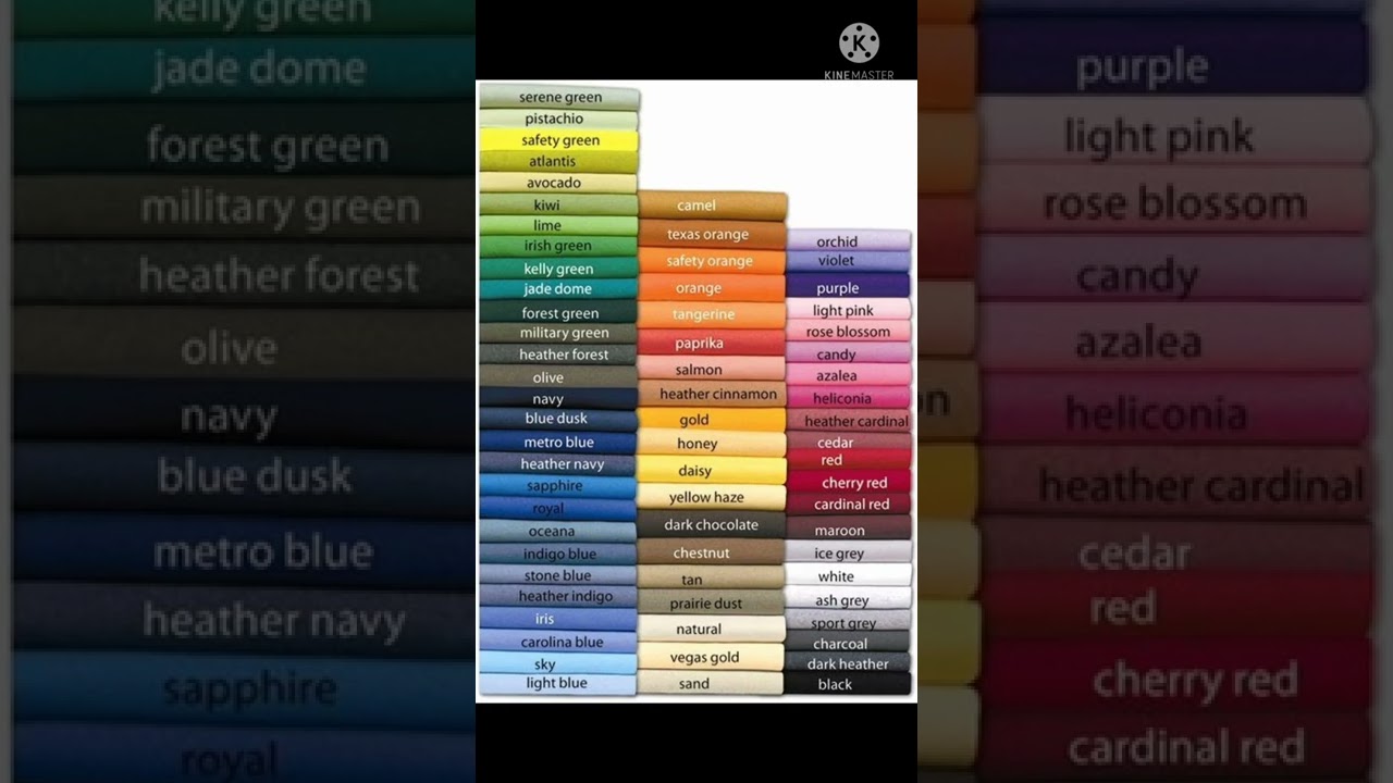 colour shades with their name