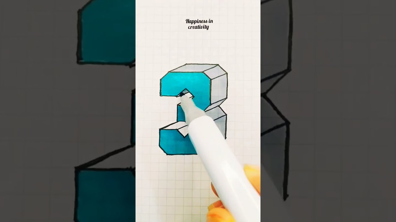 3d drawing number 3 #shorts