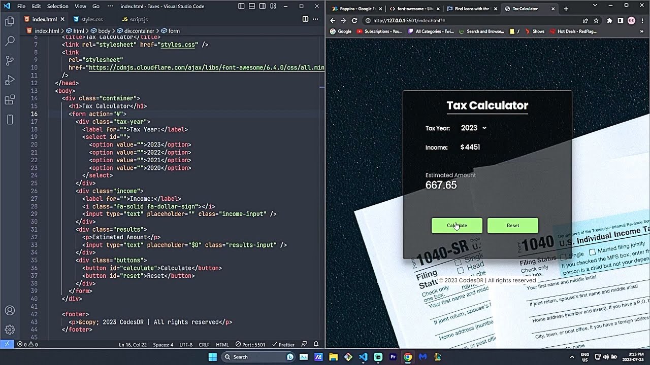 Tax Calculator - HTML CSS JavaScript