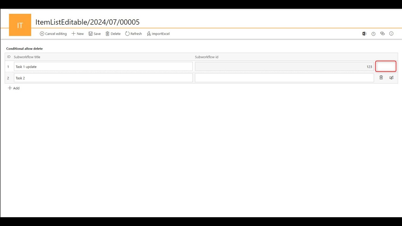 WEBCON BPS: Conditional editing of item list rows