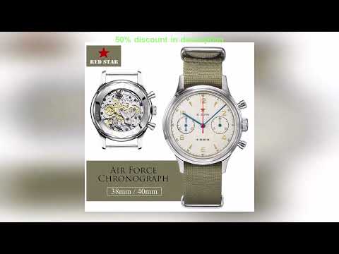 #RED STAR 38mm Men's 1963 Chronograph Mechanical Watch Pilot with Seagull Movement ST1901 Air For